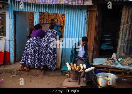 A busy street view in Kibera Slum, Nairobi. Life inside Kibera Africa's ...