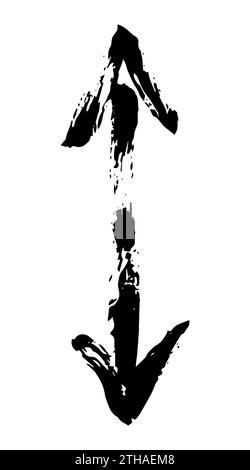 Hand painted two head arrow drawn with ink brush isolated on white ...