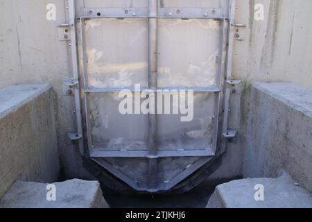 Gate valve in the inlet of a sewage treatment plant in a closed state ...