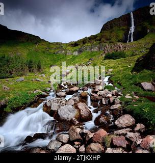 Bjarnafoss waterfall in the Icelandic countryside Stock Photo - Alamy