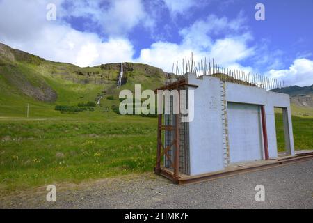Line of pre-cast concrete sections in Iceland Stock Photo - Alamy