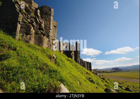 Interlocking Basalt columns near Rif in Iceland forming a cliff Stock ...