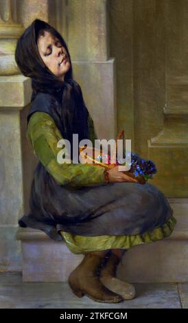 Iakovidis Georgios (1853 - 1932) Girl with Distaff and Spindle ...