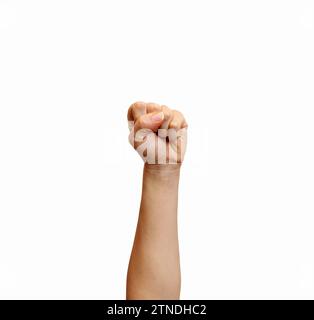Isolated raised fist or clenched fist gesture. A symbol of solidarity ...