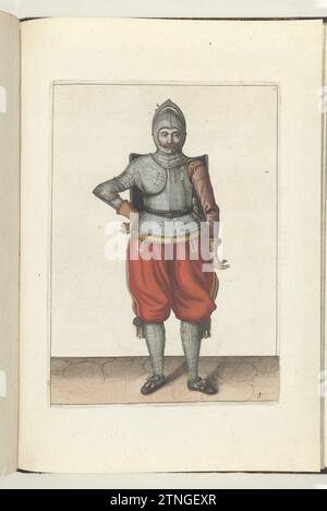 The exercise with the targe and rapier: five soldiers standing next to ...