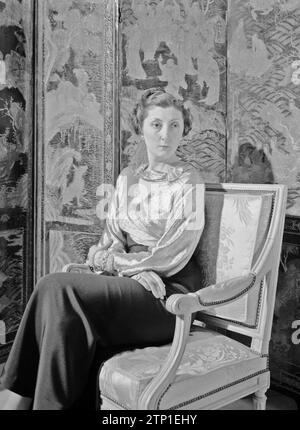The Countess of Paris poses in a Paris hotel in a Paquin dress ca. 1936 ...