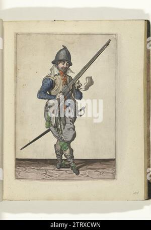 Soldier on guard holding his rudder at his right side tilted up, his ...