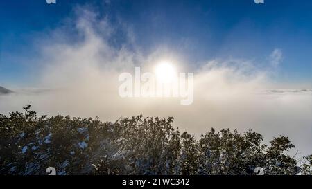 CHONGQING, CHINA - DECEMBER 20, 2023 - A sea of clouds is seen after ...