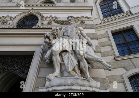 Vienna, Austria. Baroque statues on the entrance gate of St. Michael's ...