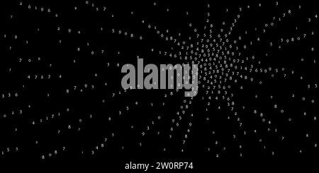 Falling numbers, big data concept. Binary white disorderly flying ...