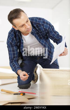 Professional Furniture Assembly Worker Assembles Shelf. Furniture ...
