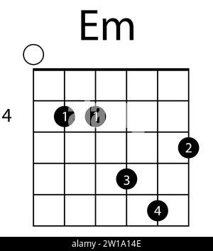 Guitar chord Em illustration. Guitar, notes, music, string, song ...