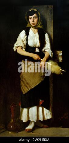 Iakovidis Georgios (1853 - 1932) Girl with Distaff and Spindle ...