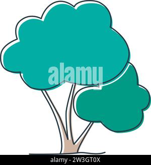 Single simple tree doodle style isolated vector illustration. Tree with ...