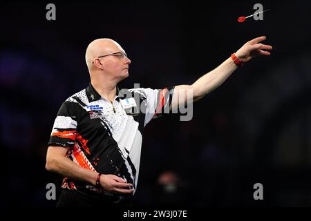 Mickey Mansell in action against Xiaochen Zong (left) on day seven of ...