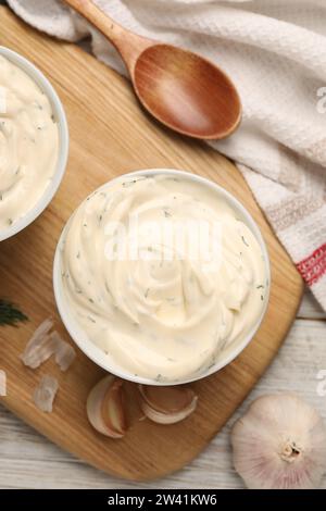 top view of garlic spread on a spoon Stock Photo - Alamy