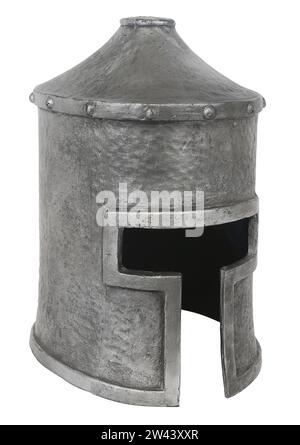 'Cylindrical' helmet worn by the Knights of Camelot, in the film Monty ...