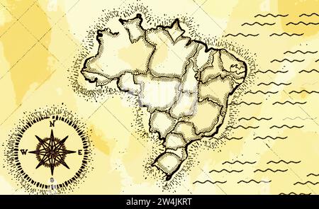 ANCIENT PARCHMENT MAP OF BRAZIL Stock Photo - Alamy