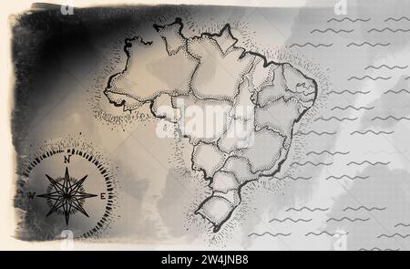 ANCIENT PARCHMENT MAP OF BRAZIL Stock Photo - Alamy