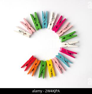 Color clothespin on white Stock Photo - Alamy