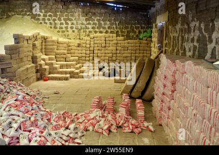 Salt taken from the Bolivian Salt Flats being processed. Uyuni, Bolivia ...