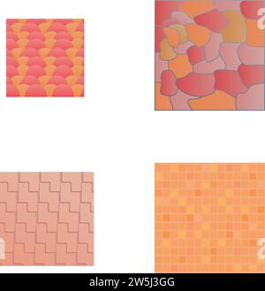 Paving slab icons set cartoon vector. Colorful street tile. Pavement ...