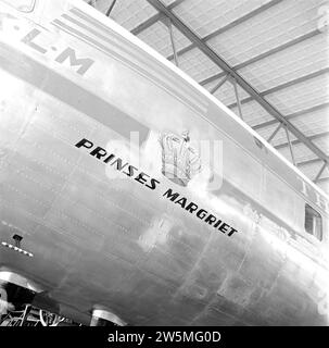 The lettering of the four-engined KLM Douglas DC-6 passenger plane ...