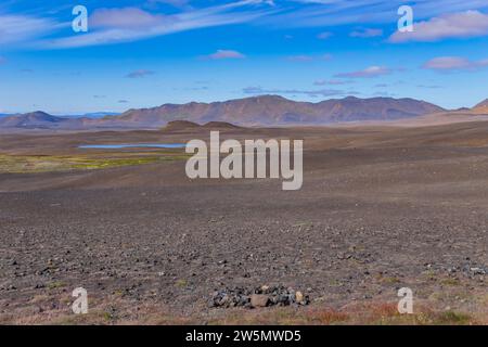 dark lava desert - great vastness in Iceland highlands Stock Photo - Alamy