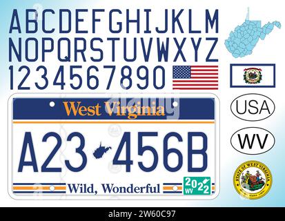 Virginia car license plate pattern, letters, numbers and symbols ...