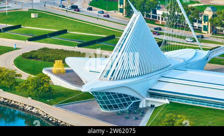Aerial View of Milwaukee Waterfront with Modern Pavilion and Parks ...