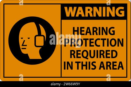 Warning Sign Hearing Protection Required In This Area Stock Vector ...