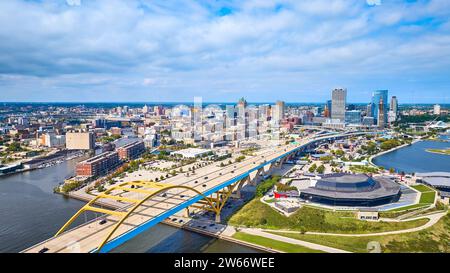 Aerial Milwaukee Waterfront Panorama with Historic and Modern ...