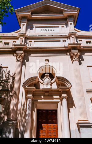 Main entrance. Palacio del Senado - Palace of the Senate is the home of ...