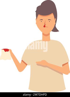 Girl nosebleed icon cartoon vector. Face sad disease. Pain infected Stock Vector Image & Art - Alamy