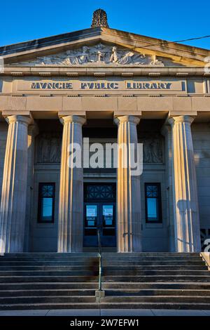 Golden Hour at Muncie Public Library with Classic Columns and ...
