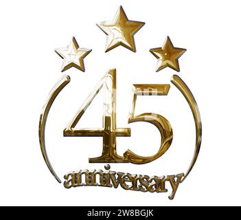 45 years celebration. Greeting banner. Gold candles in the form of ...