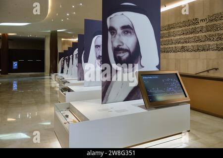 The Founders exhibition inside the modern Etihad Museum in Dubai, UAE ...