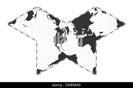 Vector world map. Collignon butterfly projection. Plain world ...
