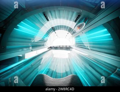 Inside view of Tanning Bed UV solarium light for skin darkening Stock ...