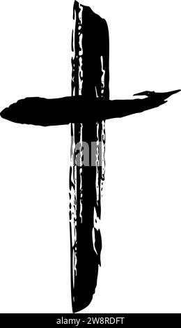 Handdrawn christian cross symbol, hand painted with ink brush. Vector ...