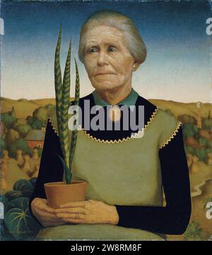 Grant Wood - Woman with Plants Stock Photo - Alamy