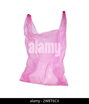 One pink plastic bag isolated on white Stock Photo - Alamy