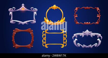 Fantasy decoration game ui frame for avatar or menu banner. Golden ...