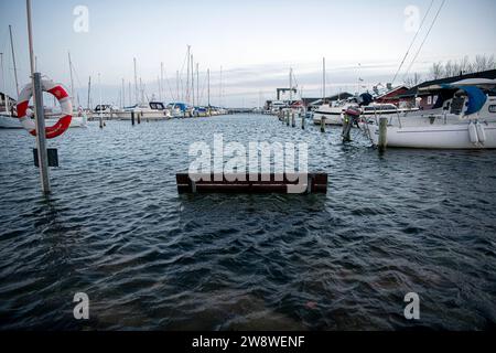 High Water in Juelsminde Harbor, Jutland, Denmark, Friday December 22 ...