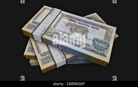 Nepal money Nepali rupees money pack 3d illustration. 500 NPR banknote ...