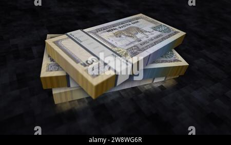 Nepal money Nepali rupees money pack 3d illustration. 500 NPR banknote ...