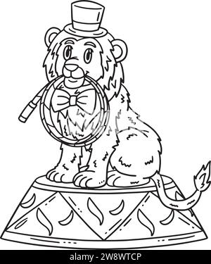 Circus Lion Biting Whip Coloring Page for Kids Stock Vector Image & Art ...