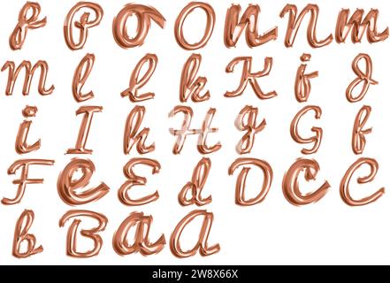 Rose Gold Foil Balloon Script Alphabet, Elegance in Every Curve Stock ...