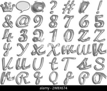 Silver Foil Balloon Script Alphabet, Metallic Grace Stock Photo - Alamy