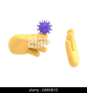 Bacteria on hand. Coronavirus transmitted through a handshake. Gesture ...